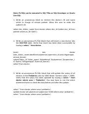 Task Query Docx Note PL SQL Can Be Executed In SQL Plus Or SQL Developer Or Oracle Live SQL