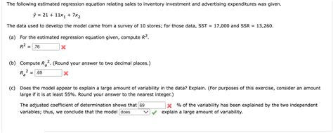 Solved The Following Estimated Regression Equation Relating