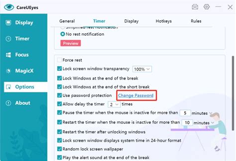 Timer Password Protection Careueyes