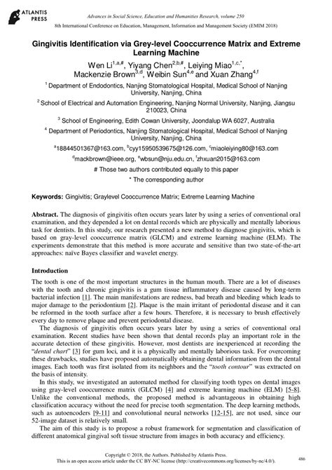 Pdf Gingivitis Identification Via Grey Level Cooccurrence Matrix And Extreme Learning Machine