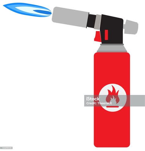 흰색 배경에 파란색 불꽃 아이콘이 있는 블로어 수동 가스 토치 버너 기호 용접 화염 도구 기호입니다 플랫 스타일 가연성에 대한 스톡 벡터 아트 및 기타 이미지 Istock