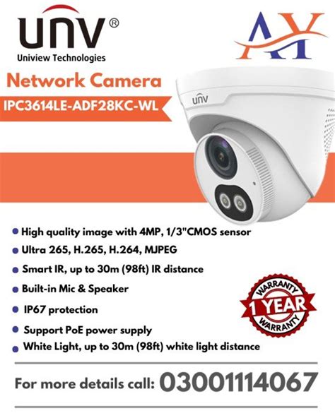 UNIVIEW IPC LE ADF KC WL MP HD ColorHunter IR Fixed Eyeball Network Camera AY Tech Solutions