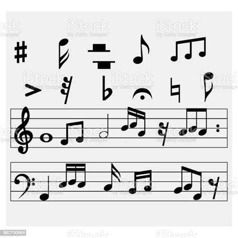 회색 배경 음악 노트의 집합입니다 벡터 일러스트 레이 션 0명에 대한 스톡 벡터 아트 및 기타 이미지 0명 25 센트 32분 음표 Istock