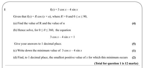 solved f x 3 cos x 4 sinx given that f x cos x a