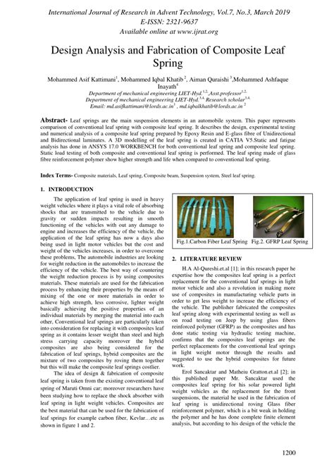 Pdf Design Analysis And Fabrication Of Composite Leaf Spring