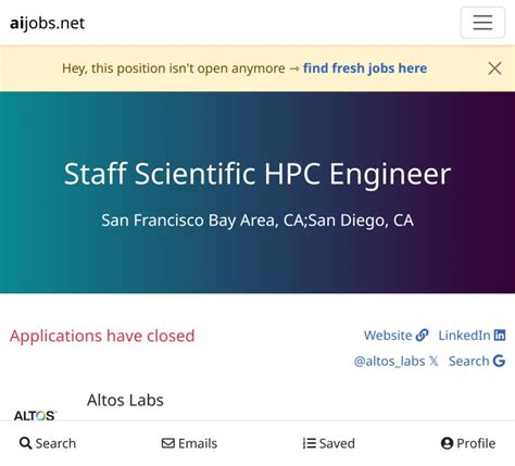 Staff Scientific Hpc Engineer At Altos Labs San Francisco Bay Area