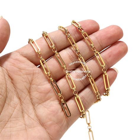 Badu Bg 1 метър от неръждаема стомана златни роло вериги за кабели 4 мм плоска тел Шик 3 1