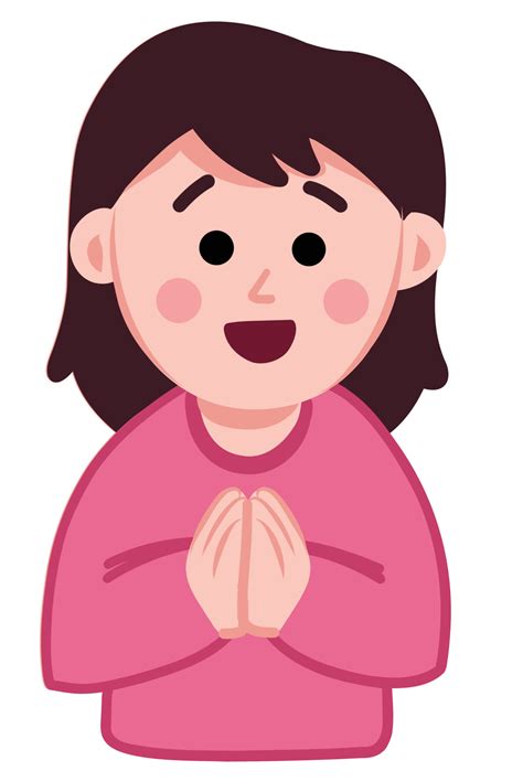 Sticker Of A Young Girl Saying Thank You 16070804 Vector Art At Vecteezy