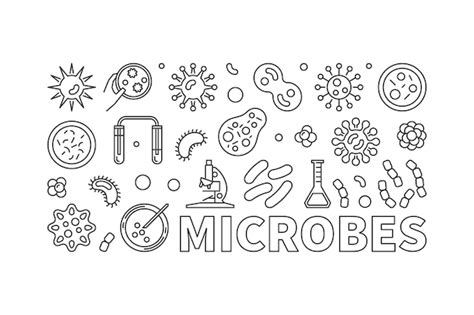 Premium Vector Vector Microbes Outline Banner Concept Illustration