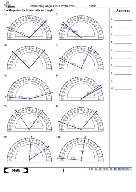 Determining Angles With Protractors Angle Worksheet With Answers