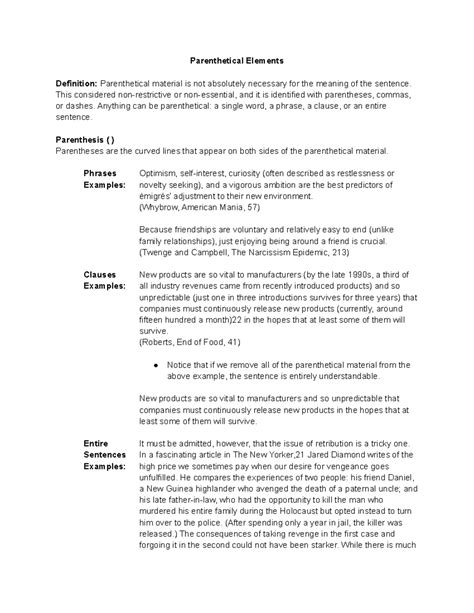 Parenthetical Elements Parenthetical Elements Definition Parenthetical Material Is Not