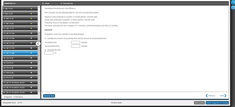 Solved Calculating Manufacturing Cycle Efficiency Indy