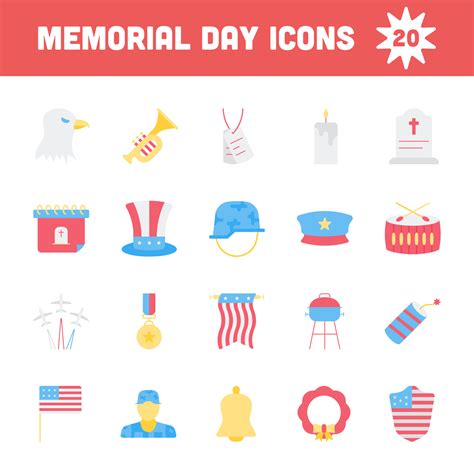 Flat Style Memorial Day Icon Or Symbol 24482963 Vector Art At Vecteezy