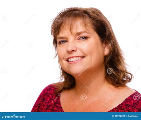 Portrait Of Smiling Cheerful Middle Aged Woman Stock Photo Image Of