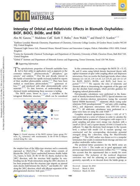 Ganose Et Al 2016 Interplay Of Orbital And Relativistic Effects In