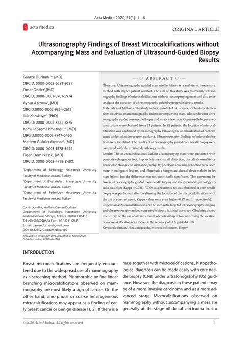 Pdf Ultrasonography Findings Of Breast Microcalcifications Without Accompanying Mass And