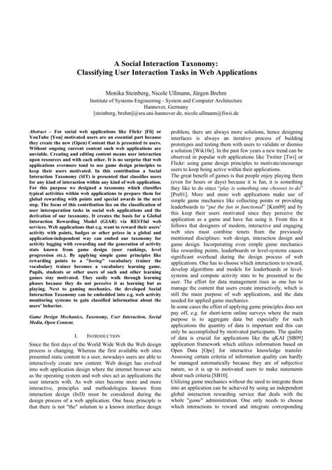 Pdf A Social Interaction Taxonomy Classifying User Interaction Tasks In Web Applications