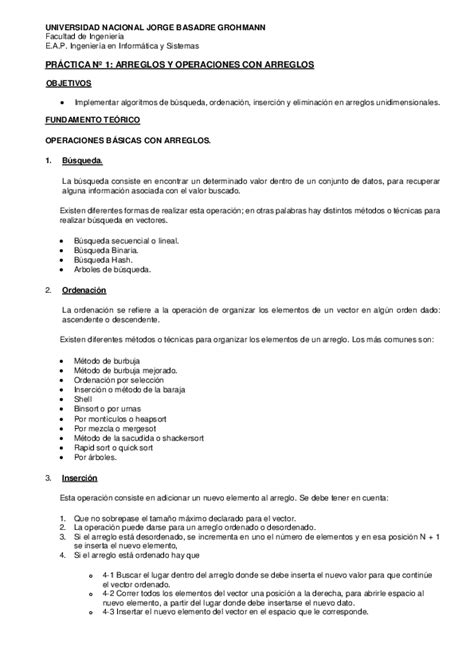 Pdf PrÁctica Nº 1 Arreglos Y Operaciones Con Arreglos
