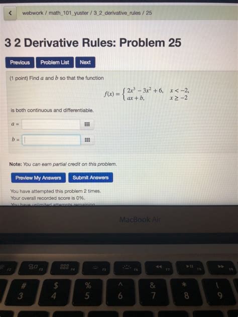 Solved Webwork Math 101 Yuster 3 2 Derivative Rules 25