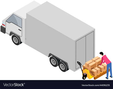 Shipping Service And Cargo Truck Loader Loading Vector Image
