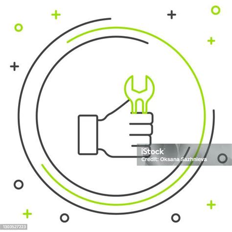 흰색 배경에 격리 된 라인 렌치 스패너 아이콘 다채로운 개요 개념 벡터 강철에 대한 스톡 벡터 아트 및 기타 이미지 강철 개발 건설 기계류 Istock