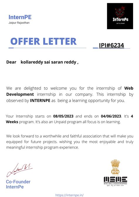 Saisaranreddy Kolla Reddy On Linkedin Internpe