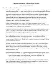 Optimizing Athletic Performance Biomechanics Practice Problems Course Hero