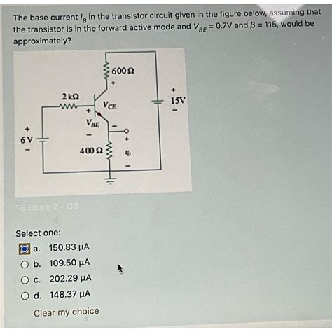 Solved The Base Current Ib ﻿in The Transistor Circuit Given