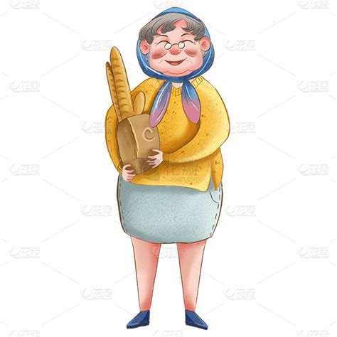 手绘 老人元素人物插画 女人1