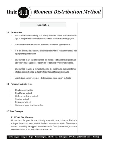Ii Structural Analysis Unit 4 1 Pdf Bending Beam Structure