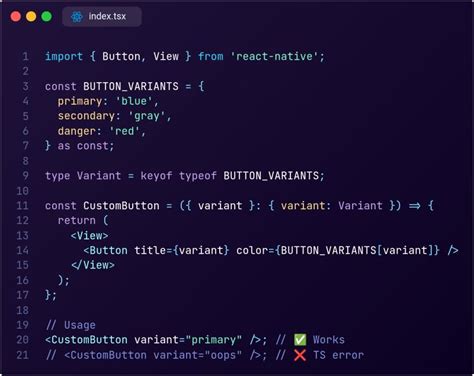 Want Tighter Types In React Native Typescripts As Const Is A Quiet