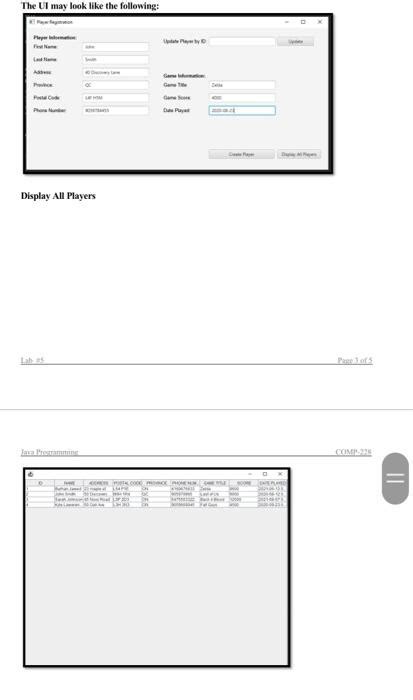 Solved Develop A Gui Java Application That Will Allow The