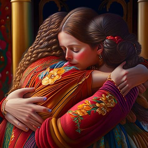 premium ai image artistic women hugging ai generative