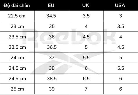Bảng Size Giày Reebok ChÍnh HÃng And Cách Chọn Size Giày PhÙ HỢp NhẤt