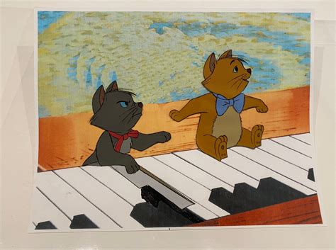 Original Walt Disney Production Cel From The Aristocats Featuring Berlioz And Toulouse 1970