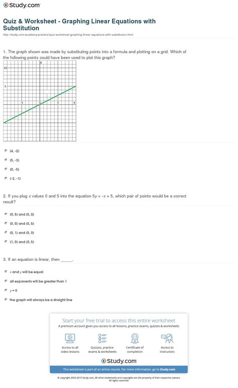 Quiz Worksheet Graphing Linear Equations With — Db