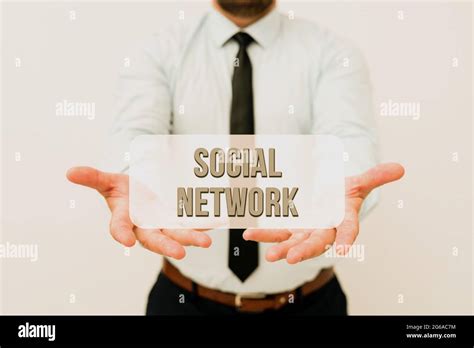 Text Sign Showing Social Network Word For A Framework Of Individual Linked By Interan