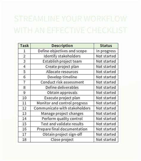 Free Workflow Checklist Templates For Google Sheets And Microsoft Excel Slidesdocs