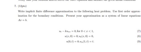 solved 7 12pts write implicit finite difference