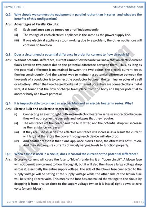Current Electricity Solution Of Textbook Exercise Physics Th