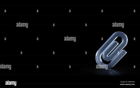3d Rendering Of Frosted Glass Symbol Of Paper Clip Isolated On Black Background With Blurry