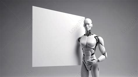 몰입형 사이보그 놀라운 3d 렌더링 빈 공간 푸른 벽 배경 컴퓨터 기술 배경 자동적 인 배경 이미지 Hd 푸른 벽