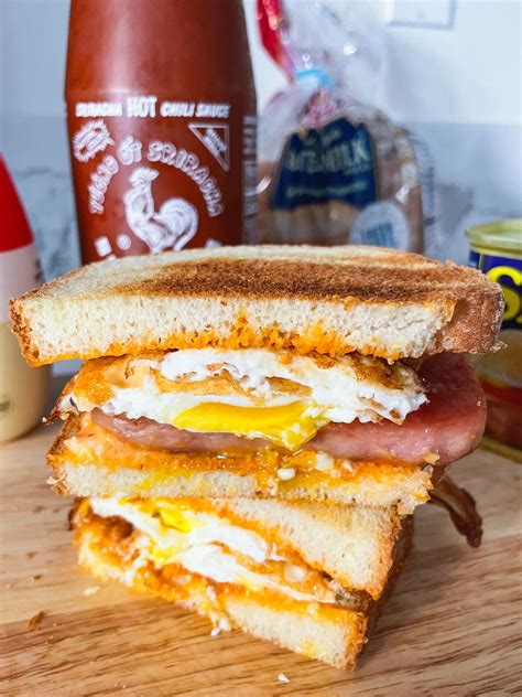 Spam And Eggs Sandwich With Spicy Mayo Toast To Home