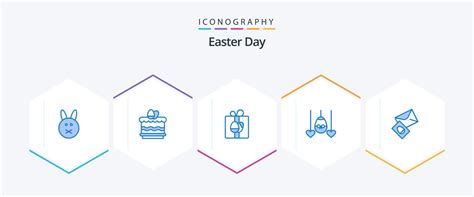 Easter 25 Blue Icon Pack Including Egg Massege Box Holiday Heart