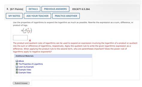 Solved Use The Properties Of Logarithms To Expand The Chegg