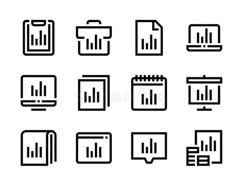 Statistical Report Financial Analytics And Data Chart Line Vector Icons Stock Vector