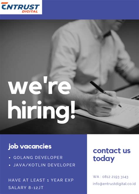 Lowongan Kerja Golang Developer Javakotlin Developer Di Pt Entrust
