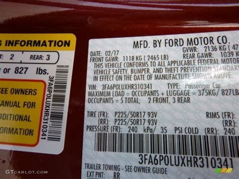 2017 Ford Fusion Hybrid Se Color Code Photos