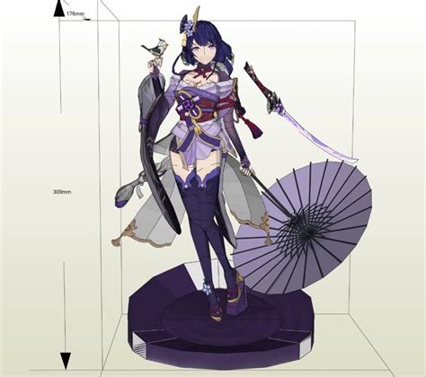 Raiden Shogun Papercraft Paper Crafts Paper Template Felt Flowers Diy