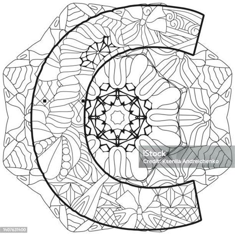 만다라에 문자 C 모노그램 조각 디자인 채색을 위한 벡터 일러스트레이션입니다 개념에 대한 스톡 벡터 아트 및 기타 이미지 개념 꽃 식물 낙서 드로잉 Istock